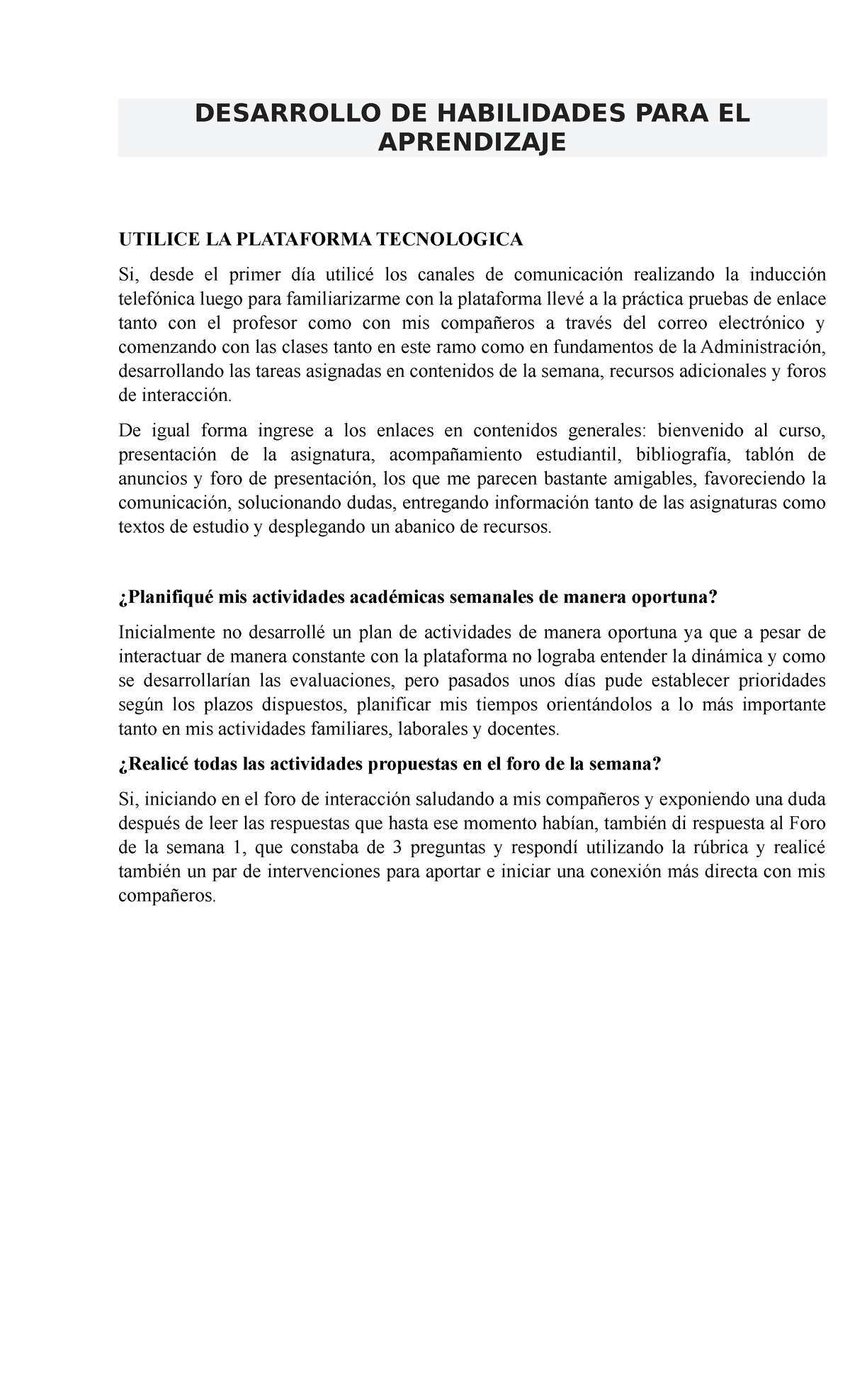 1RA. Semana - Desarrollo de Habilidades PARA EL Aprendizaje ...