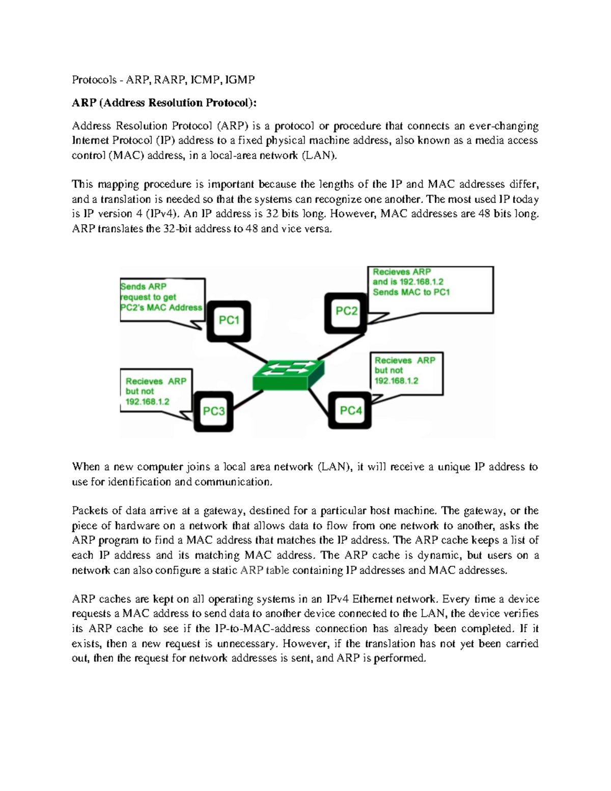 Network Layer Protocols Protocols Arp Rarp Icmp Igmp Arp