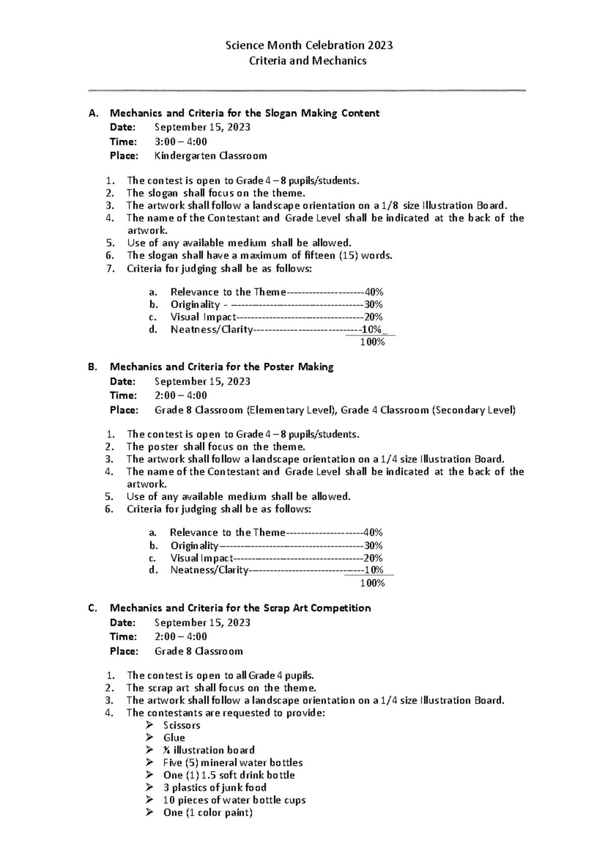 science 7 month celebration - Science Month Celebration 2023 Criteria ...