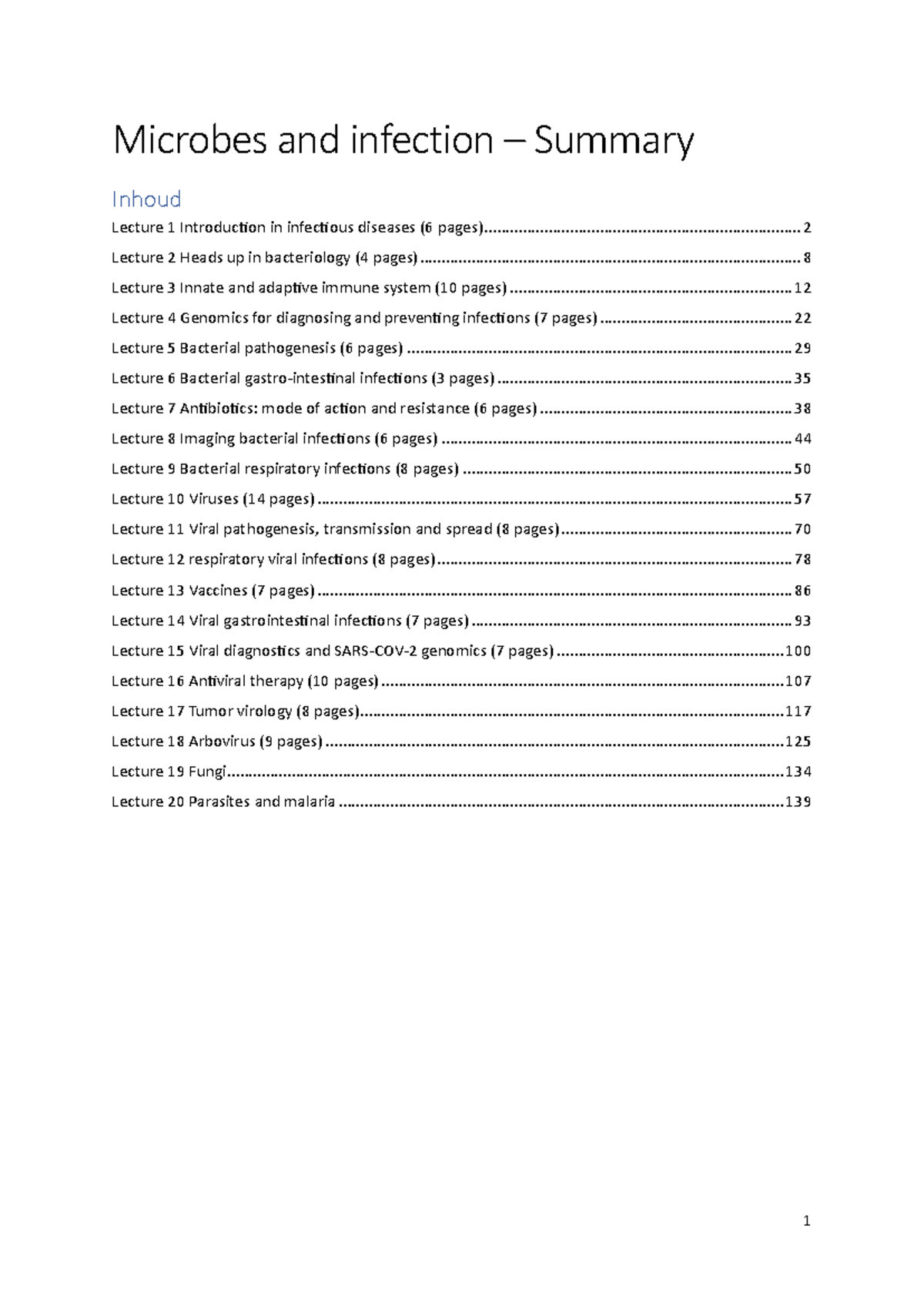 Microbes and infection Summary - Microbes and infection – Summary ...