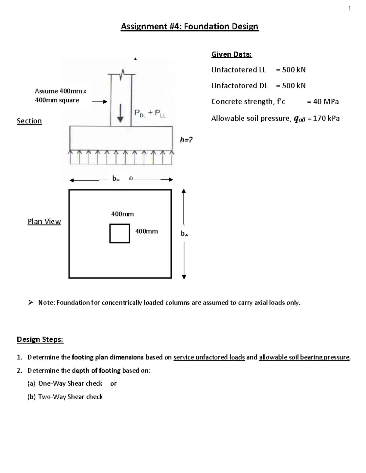 Assignmnet #4 Foundation Design and Detailing 1 - Assignment #4 ...