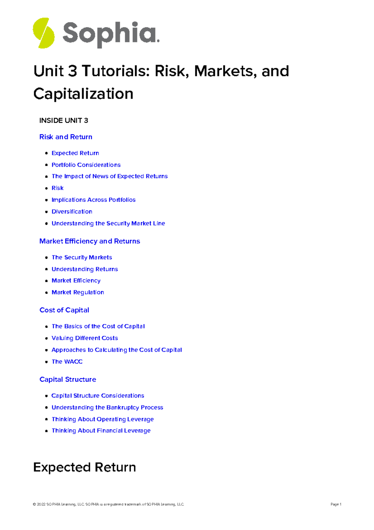 Unit 3 tutorials risk markets and capitalization - Unit 3 Tutorials ...