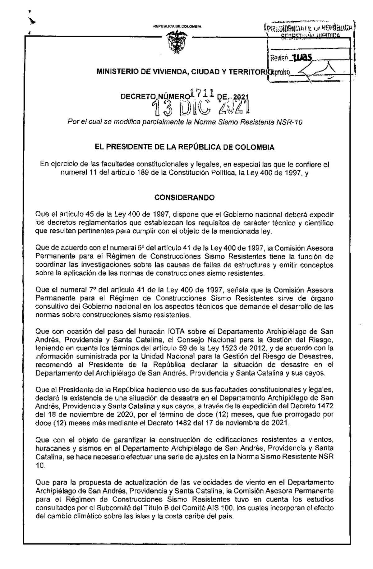 Decreto 1711 de Diciembre 13 de 2021 y Anexo Tecnico.pdf modificatorio ...