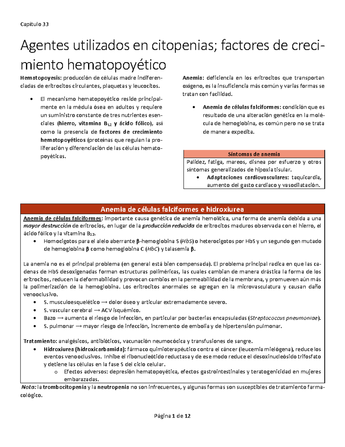 Citopenias y crecimiento hematopoyético - Warning: TT: undefined function: 32 Warning: TT: - Studocu