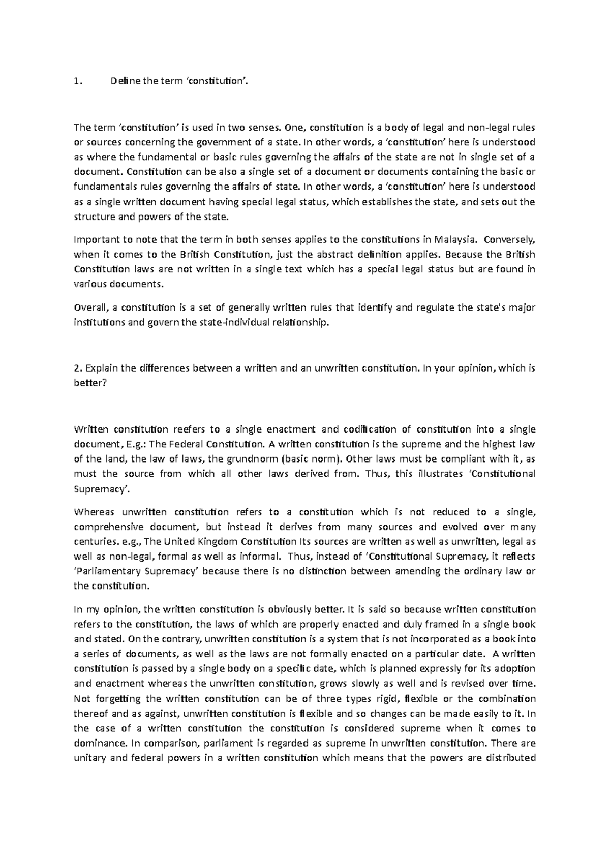 Constitution term, written and unwritten constitution, resources for UK ...