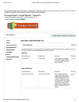 Shadow Health Focused Exam- Esther Park Abdominal Pain- Objective Data ...