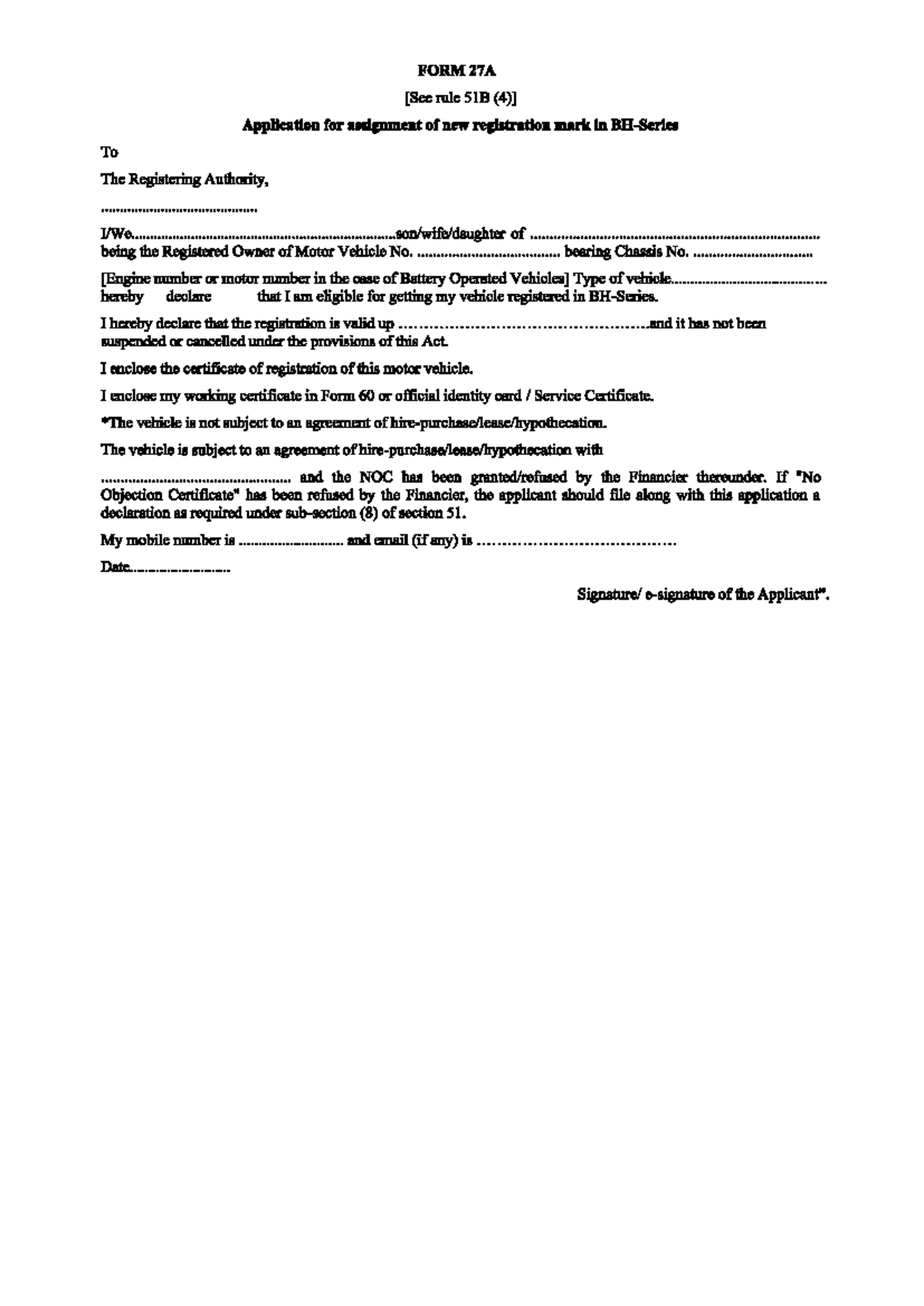 Form-27A - okay - FORM 27A rule 51B Application for assignment of new ...