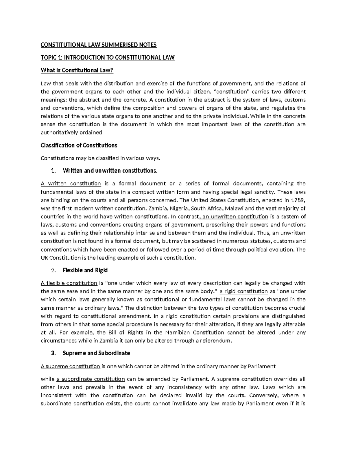 Constitutional LAW Summerised Notes - CONSTITUTIONAL LAW SUMMERISED ...