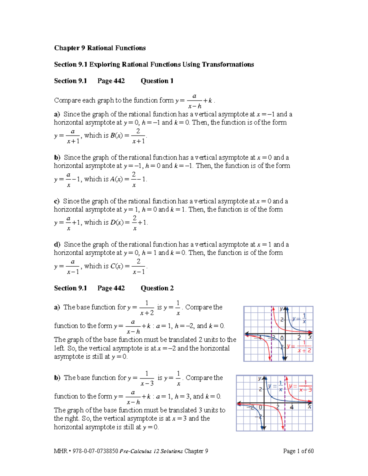 PC12-Ch-9 - Chapter 9 Rational Functions Section 9 Exploring Rational ...
