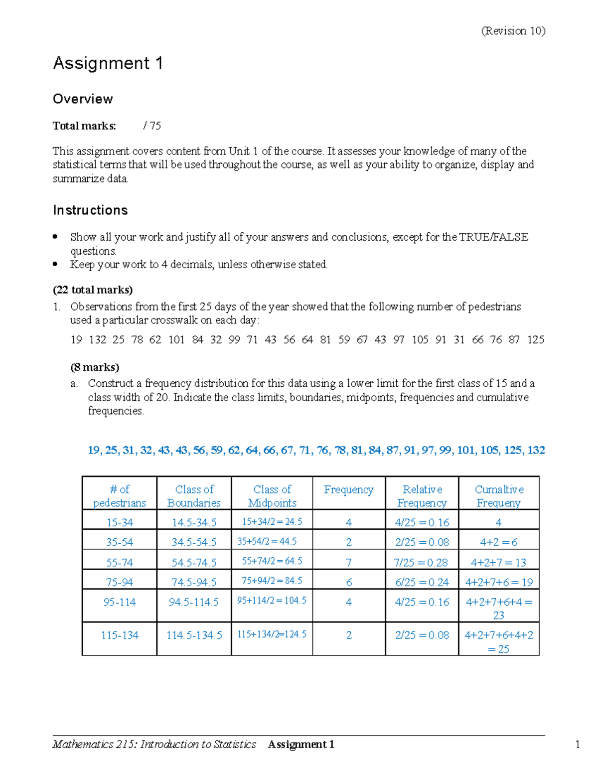 Assignment 01 - Math 215 Assign 1 - (Revision 10) Assignment 1 Overview ...