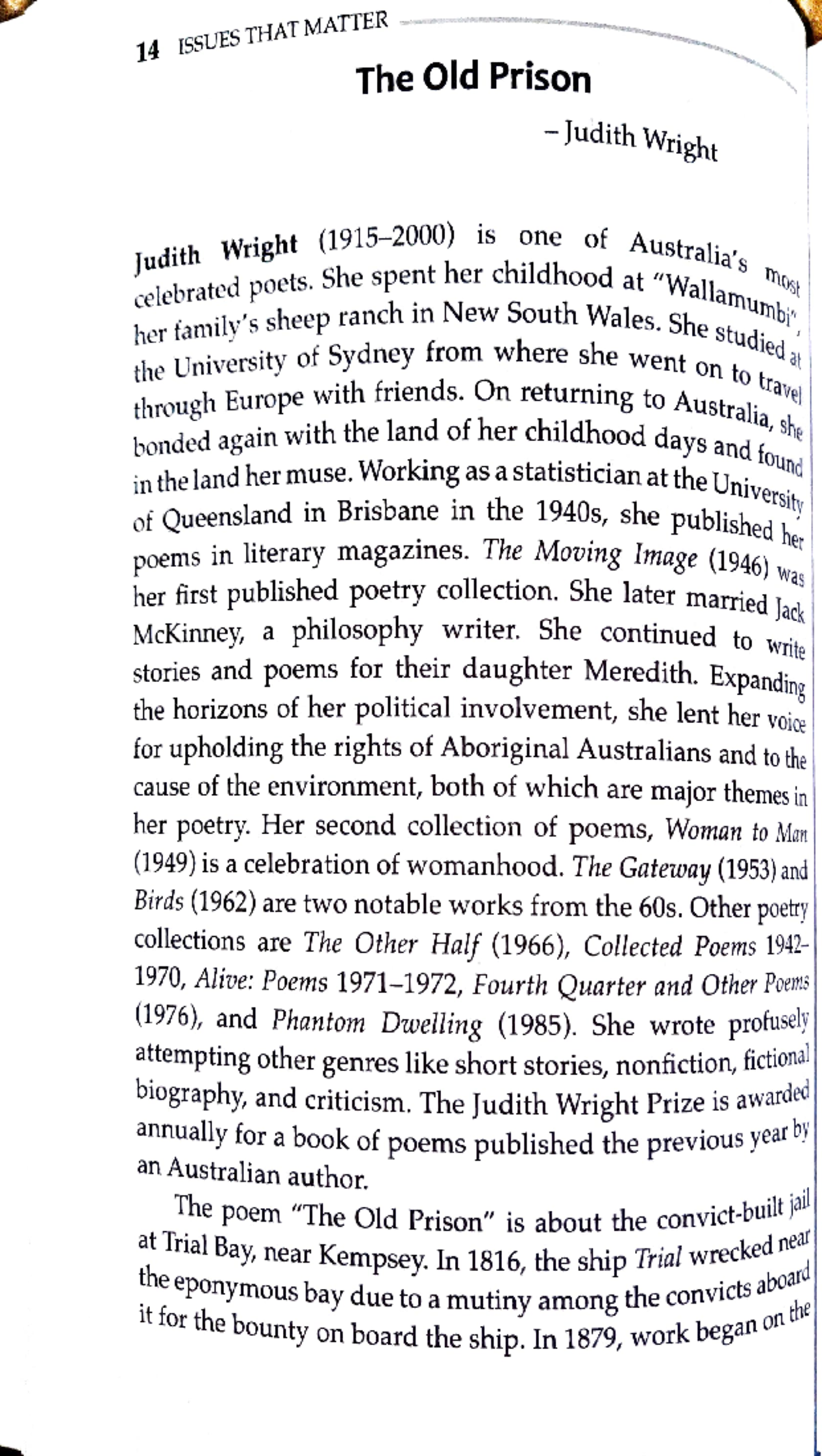 Old Prison Full Chapter - 14 ISSUES THAT MATTER The Old Prison - Judith ...