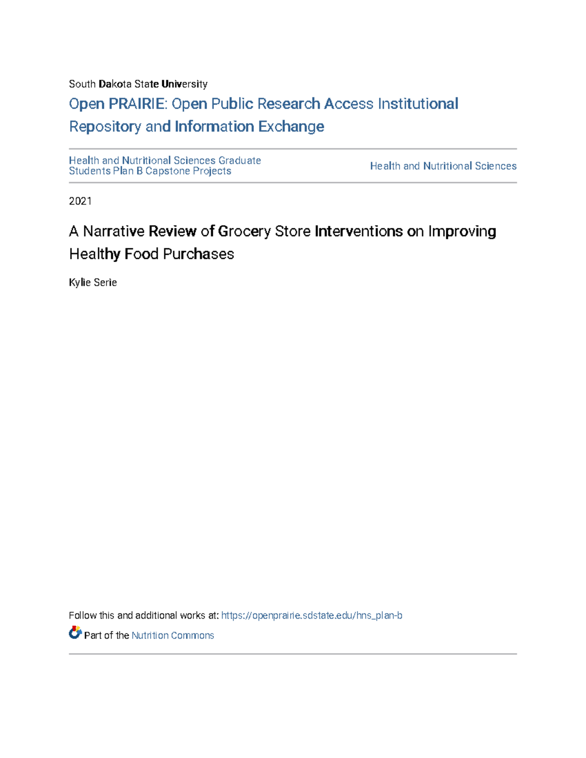 A Narrative Review of Grocery Store Interventions on Improving He ...