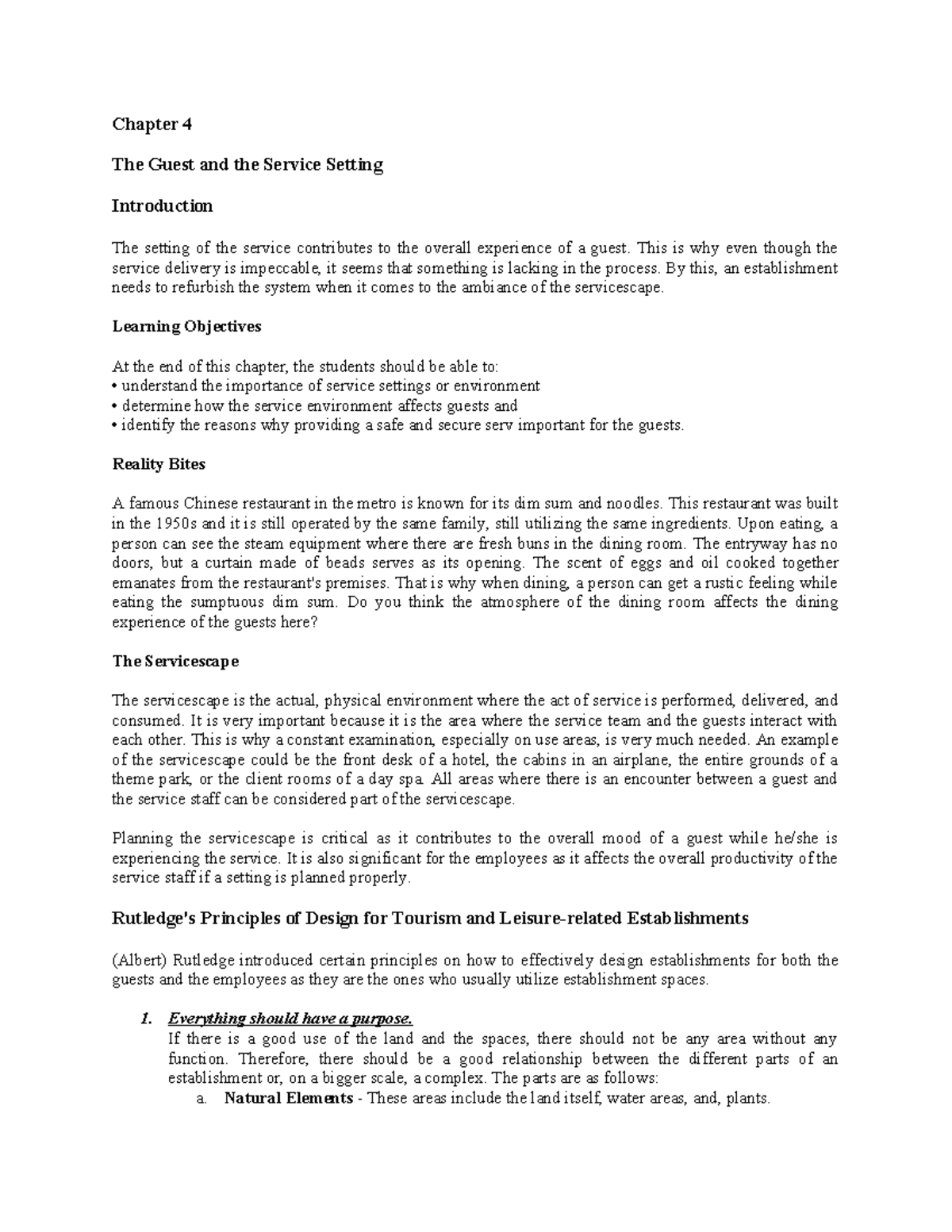 Module-4 - More knowledge about hospitality industry - Chapter 4 The ...
