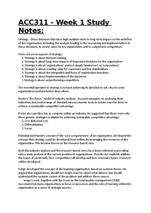 ACC311 Subject Outline - Subject Outline ACC311 - Strategic and ...