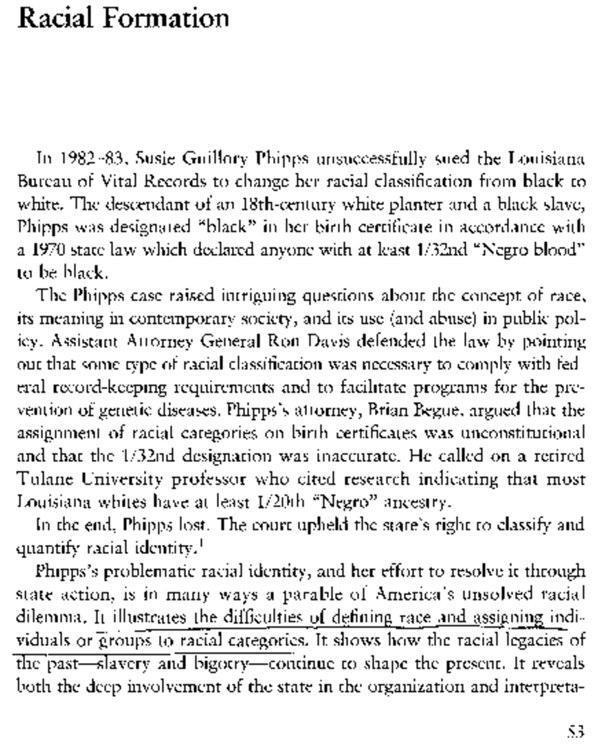 Racial formations - bndfgnfdgndfg - In 1982-83, Susie Guillory Phipps ...