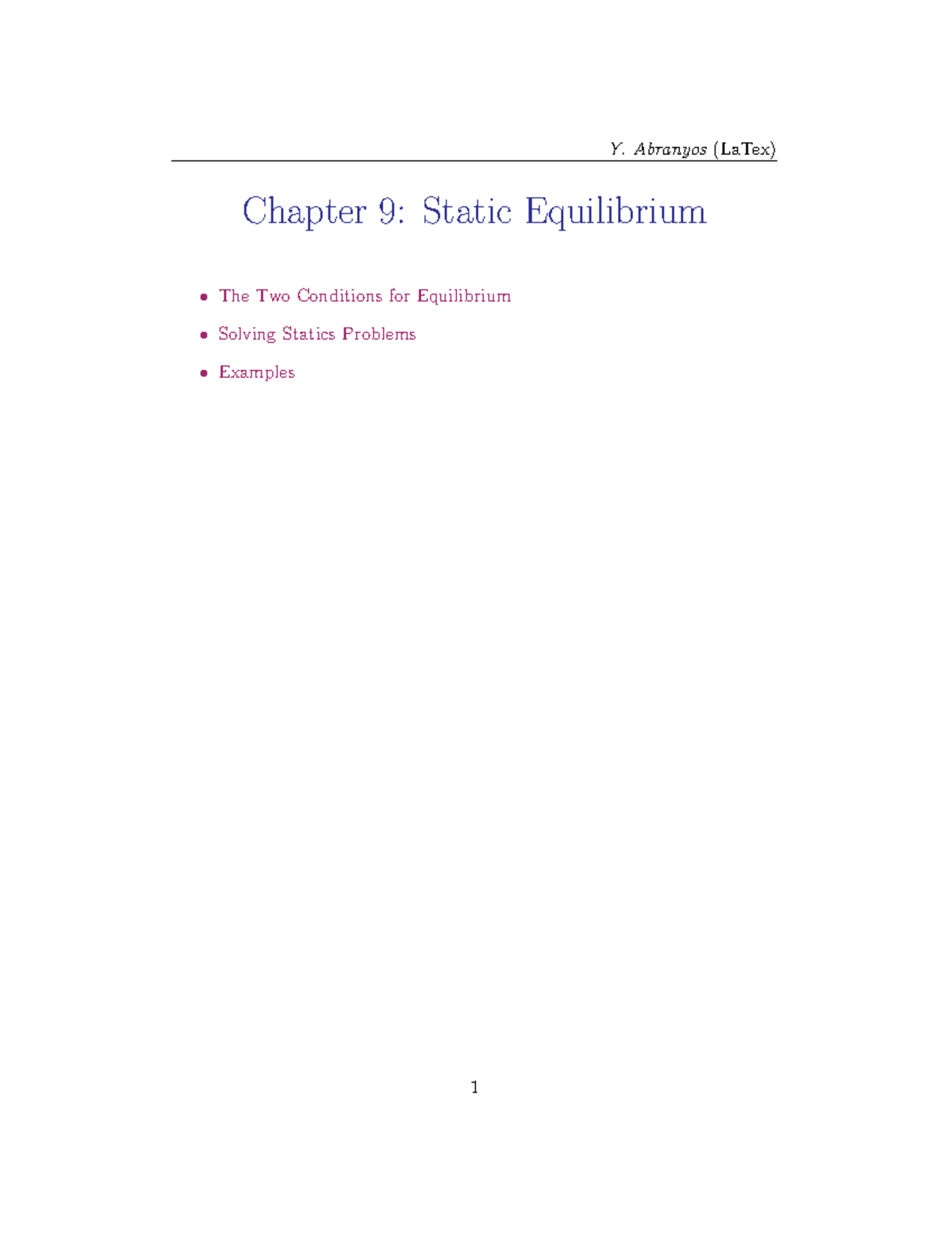 Lecturem 8 - notes - Chapter 9: Static Equilibrium The Two Conditions ...
