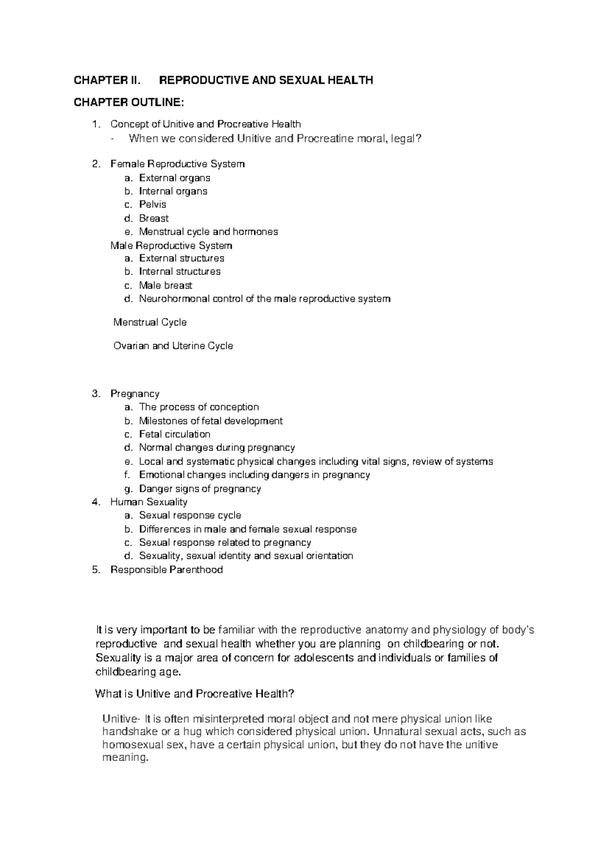 Chapter II. NCM 107 Maternal Nursing - CHAPTER II. REPRODUCTIVE AND ...