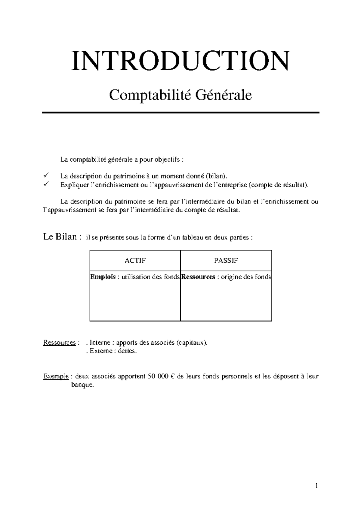 Cours de comptabilité générale - INTRODUCTION Comptabilité Générale La ...