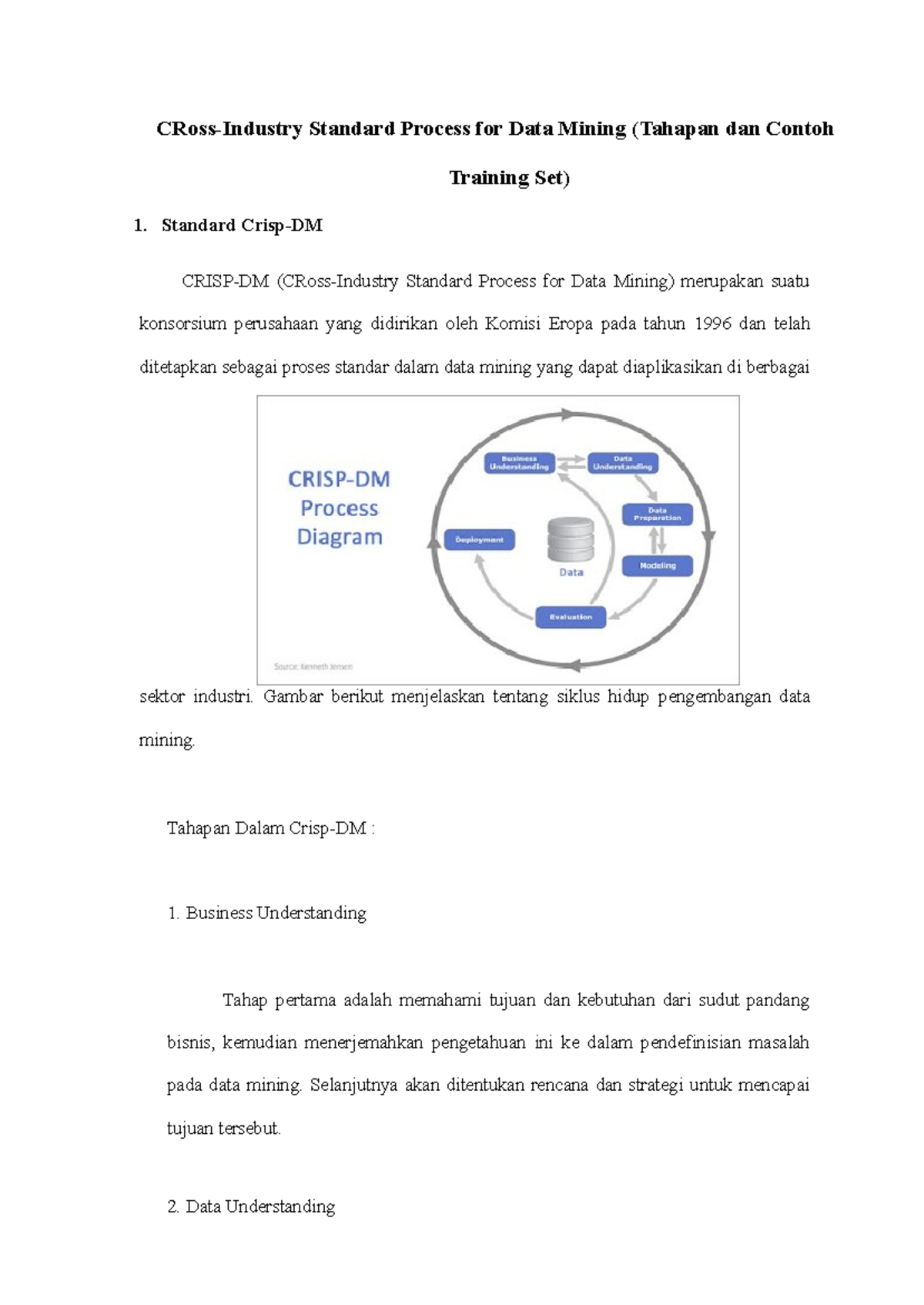 CRoss-Industry Standard Process for Data Mining (Tahapan dan Contoh Training Set) - Standard ...