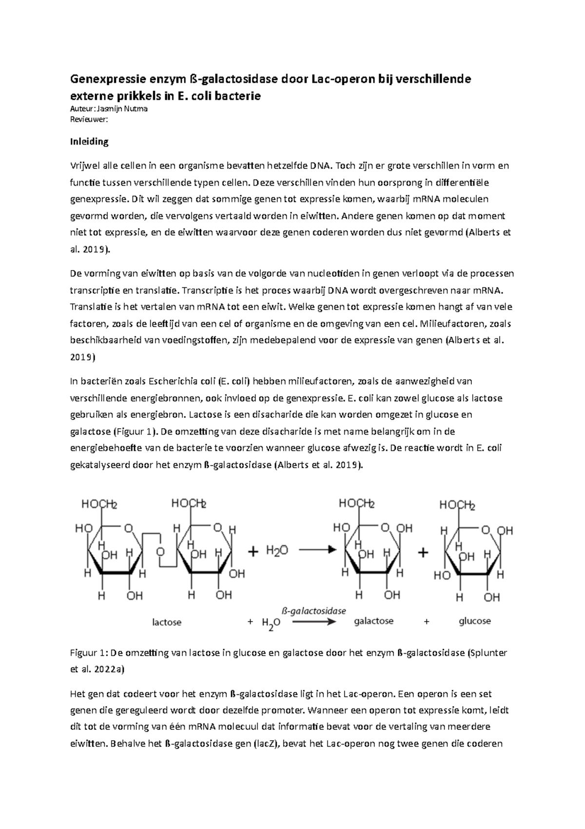 Enzymactiviteit in E. coli verslag - Genexpressie enzym ß-galactosidase ...