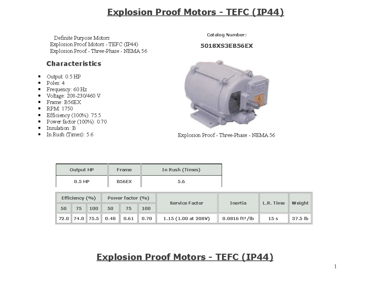 WEG B56X Ficha TEC - obsoleto - Explosion Proof Motors - TEFC (IP44 ...