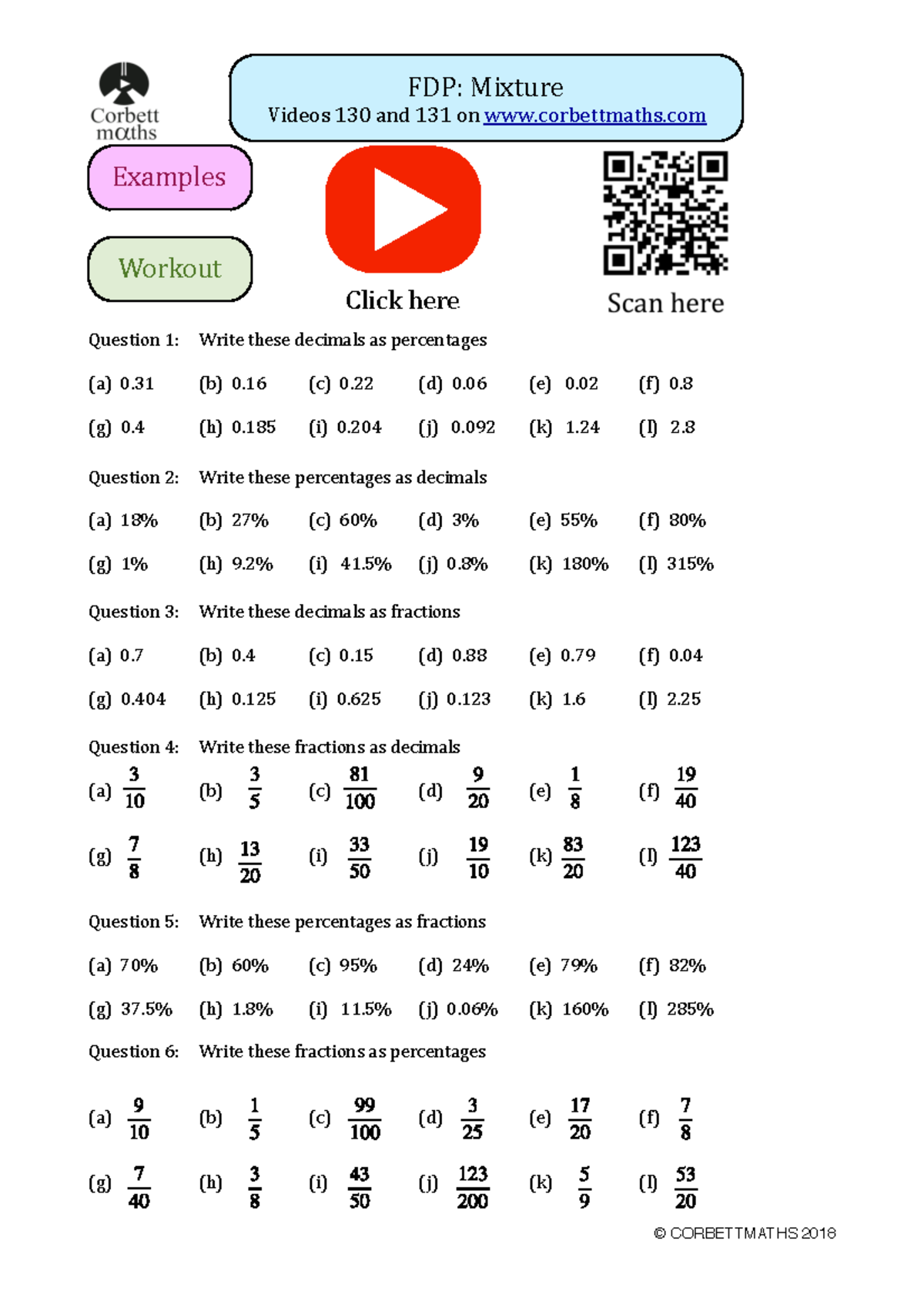 FDP-Mixture-pdf - ! FDP: Mixture Videos 130 and 131 on corbettmaths Question 1: Write these ...