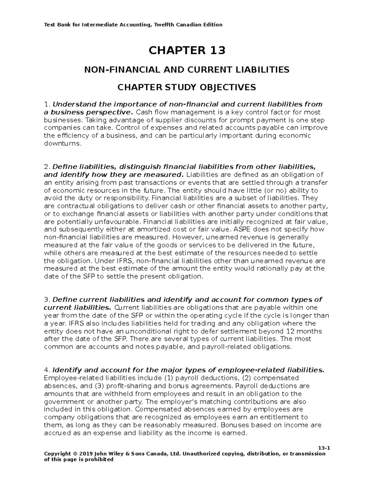 Ch13 Test Bank for Intermediate Accounting - CHAPTER 13 NON-FINANCIAL ...