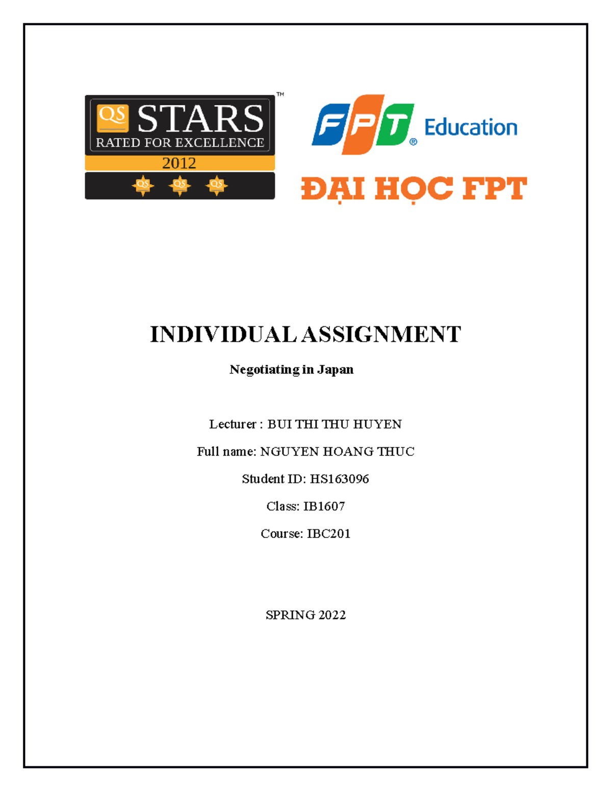 Individual- Assignment-ibc - INDIVIDUAL ASSIGNMENT Negotiating in Japan ...