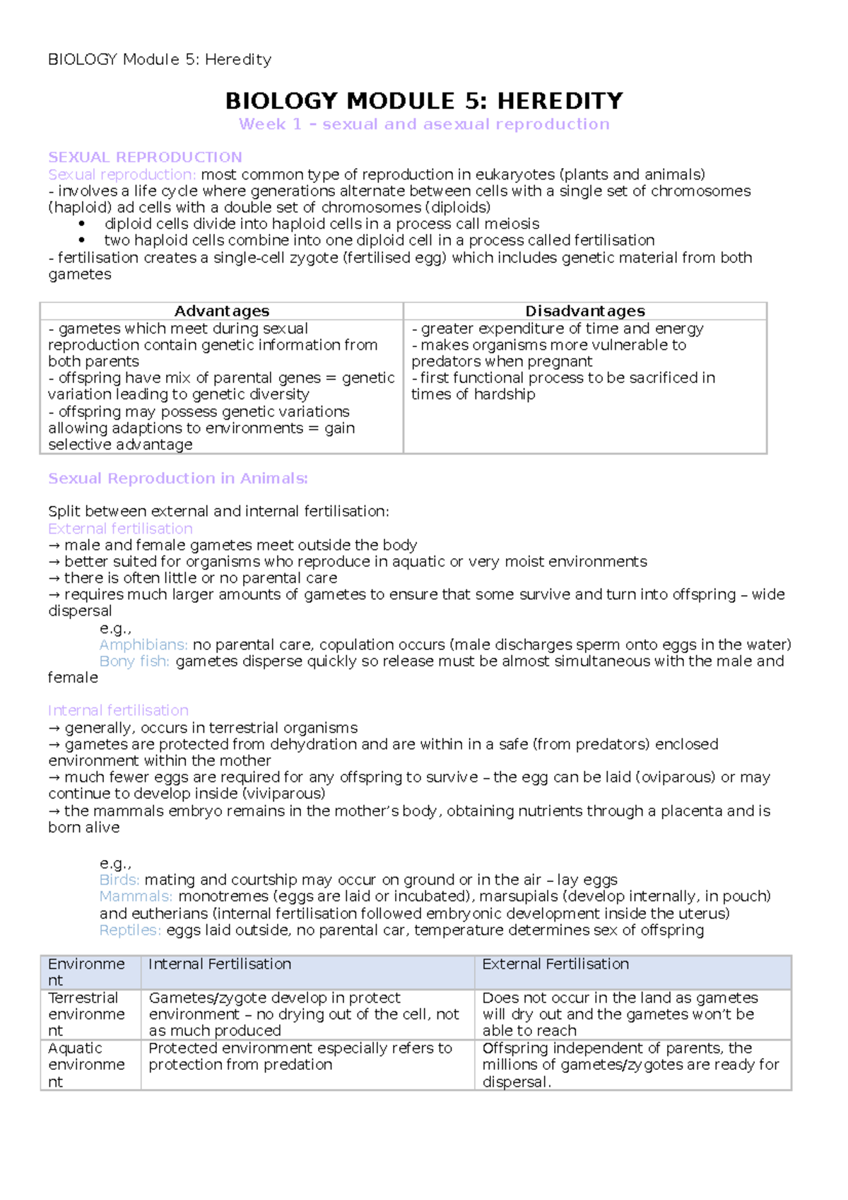Module 5 - BIOLOGY MODULE 5: HEREDITY Week 1 – sexual and asexual ...