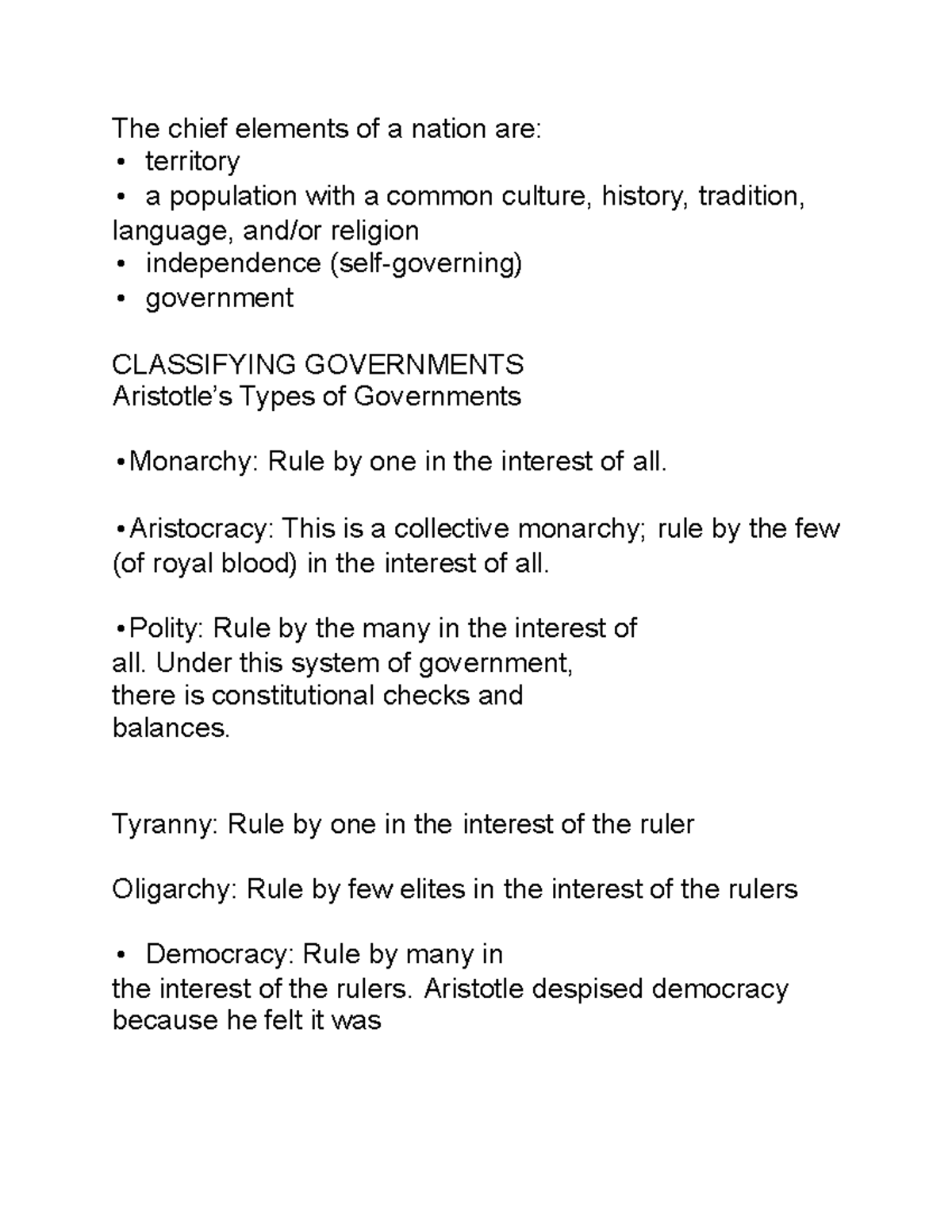 Poli Sci 5 - Elements of Poli Sci chapter 1 online notes. - The chief ...