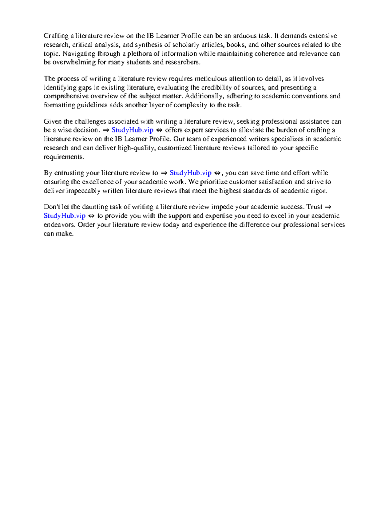 Ib Learner Profile Literature Review - Crafting a literature review on ...