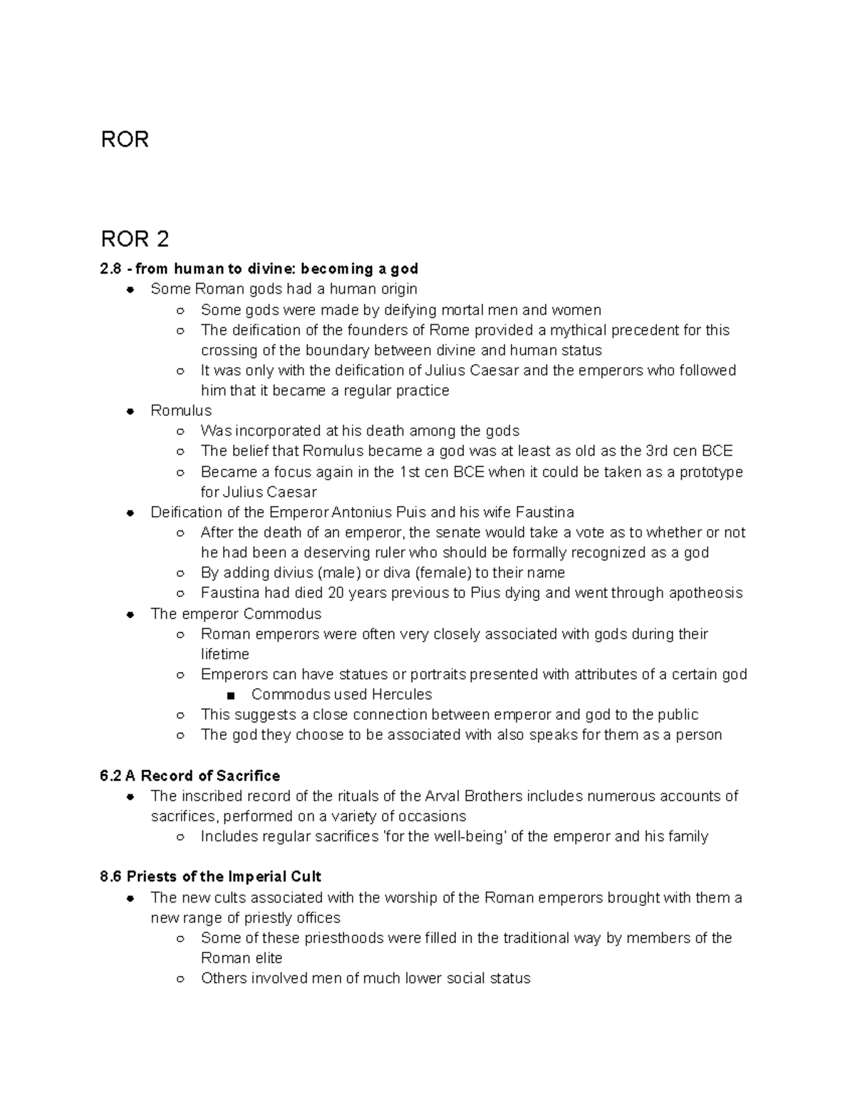 Readings - ROR ROR 2 2 - from human to divine: becoming a god Some ...