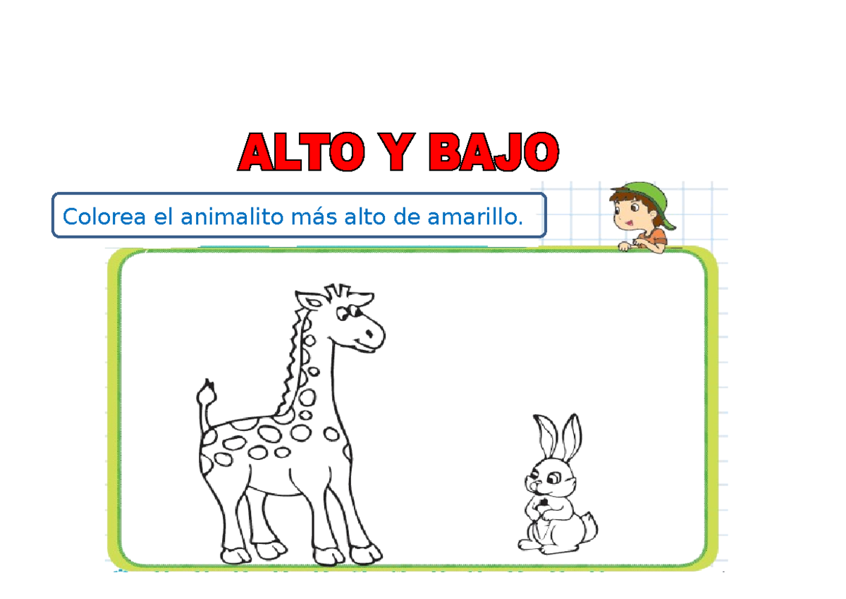 Alto y bajo para Ninos de 3 anos - Educación - Colorea el animalito más ...