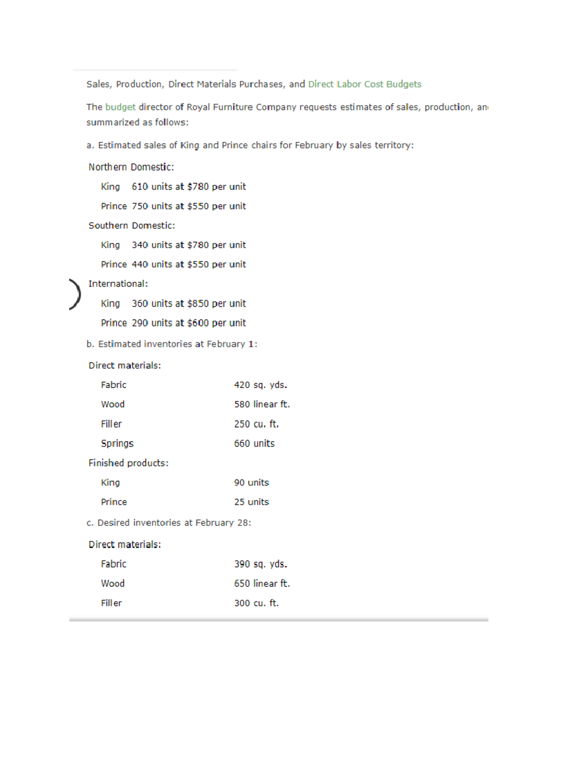 ACC 202 Cengage PR.08.02B - Sales, Production, Direct Materials ...