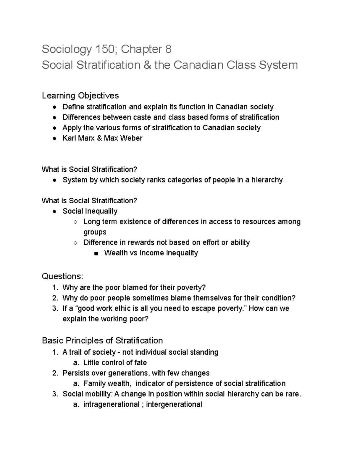 Sociology 150; Chapter 8 - Sociology 150; Chapter 8 Social ...