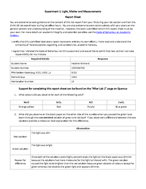 CHM135 Lab 4 Report Sheet - Experiment 4 : Qualitative and Quantitative ...