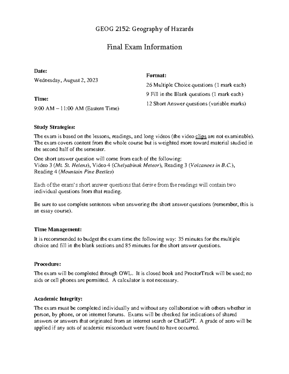 GEOG 2152 Final Exam Information - GEOG 2152: Geography of Hazards ...