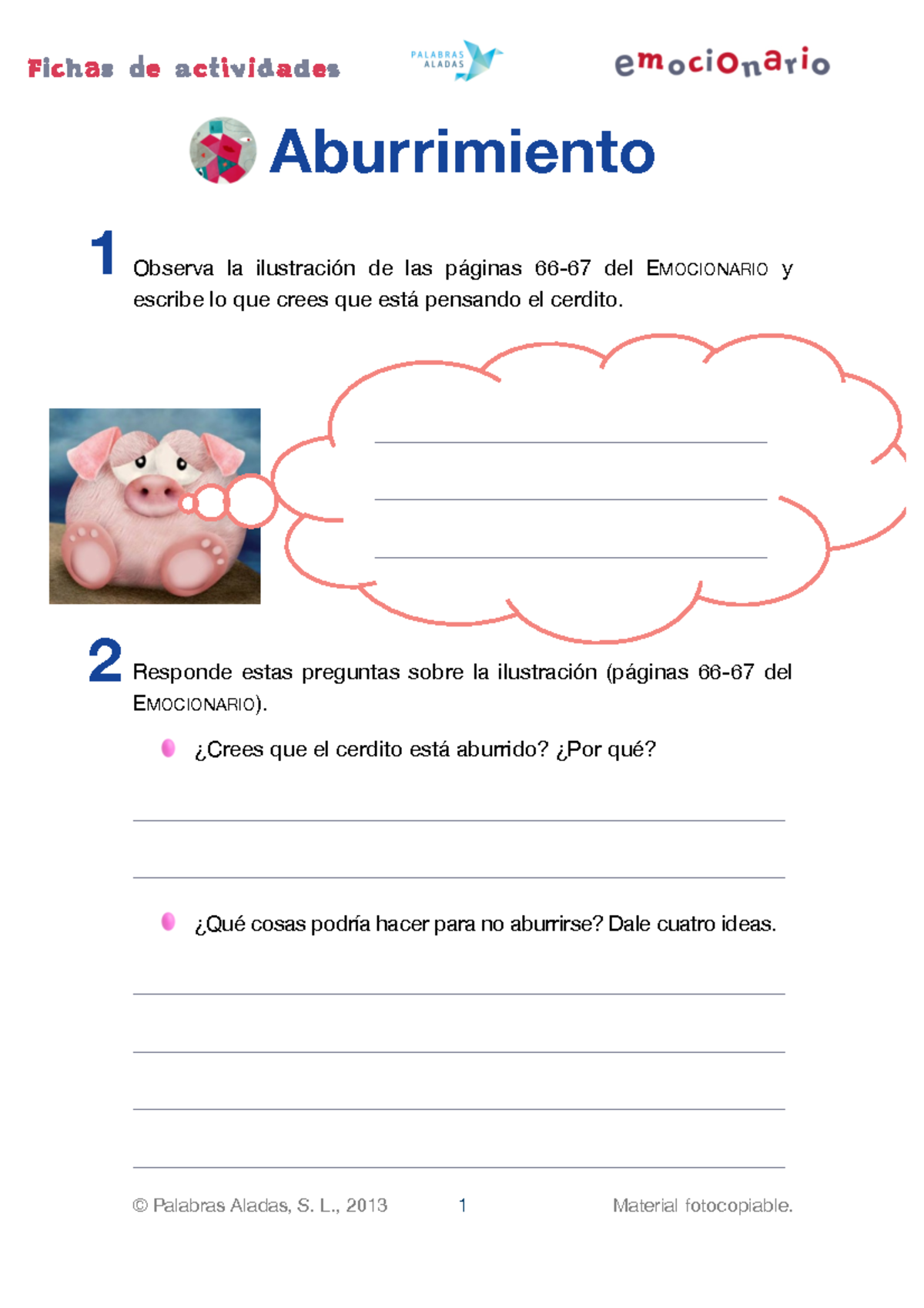 Aburrimiento - EMOCIONARIO - © Palabras Aladas, S. L., 2013 Material ...
