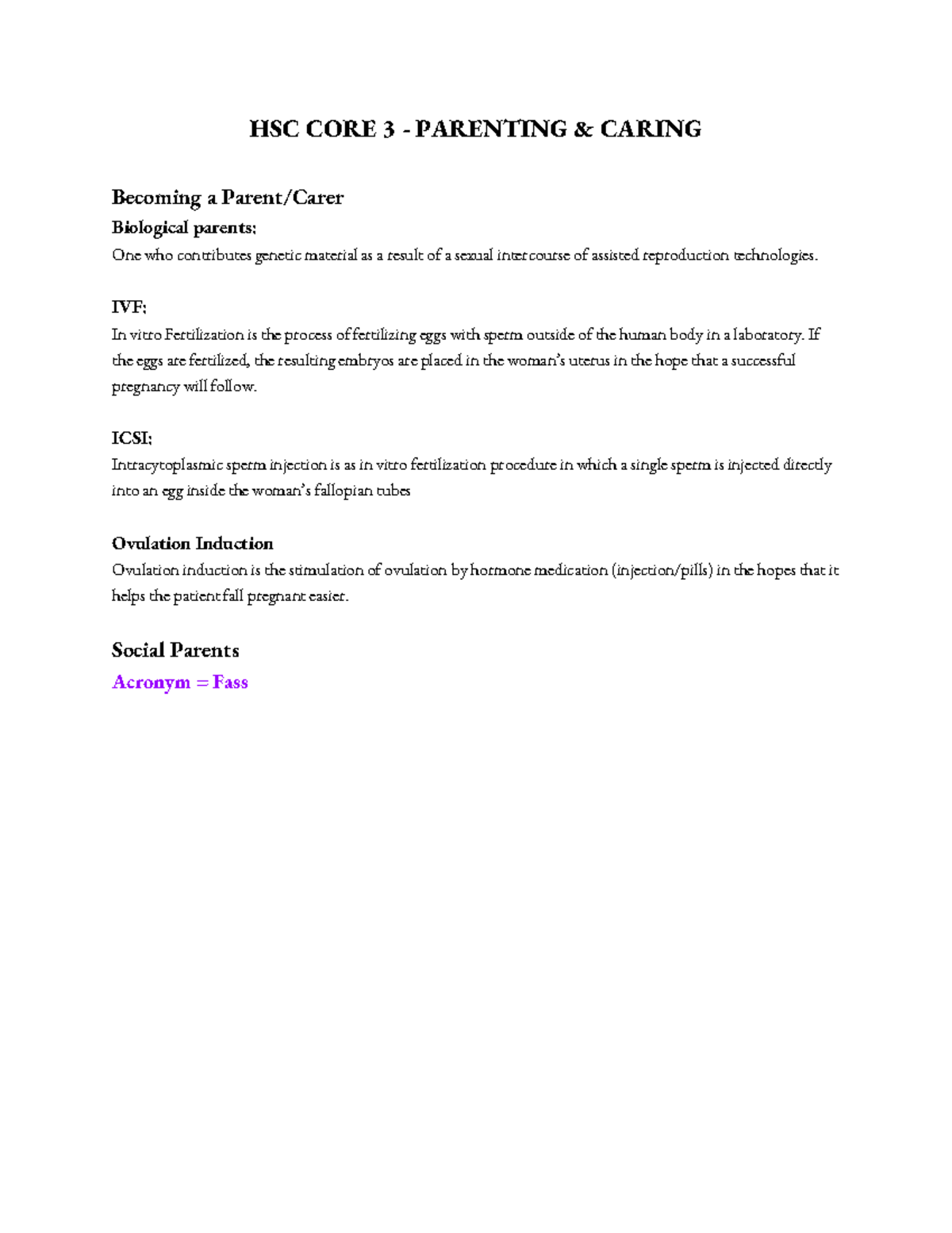 HSC CORE 3 - Parenting & Caring - HSC CORE 3 - PARENTING & CARING ...