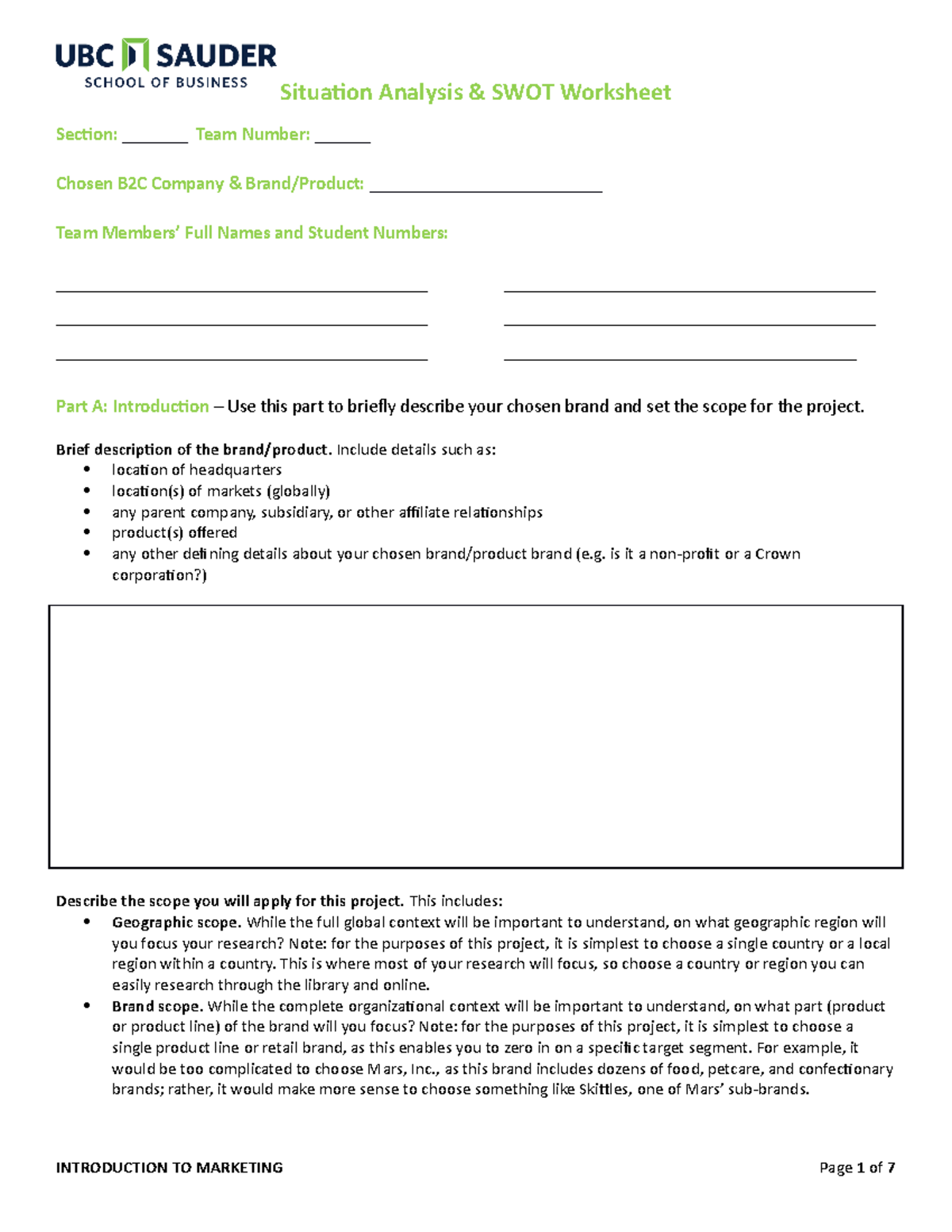 ASSIGNMENT 02 SA & SWOT Worksheet-2 - Situation Analysis & SWOT ...