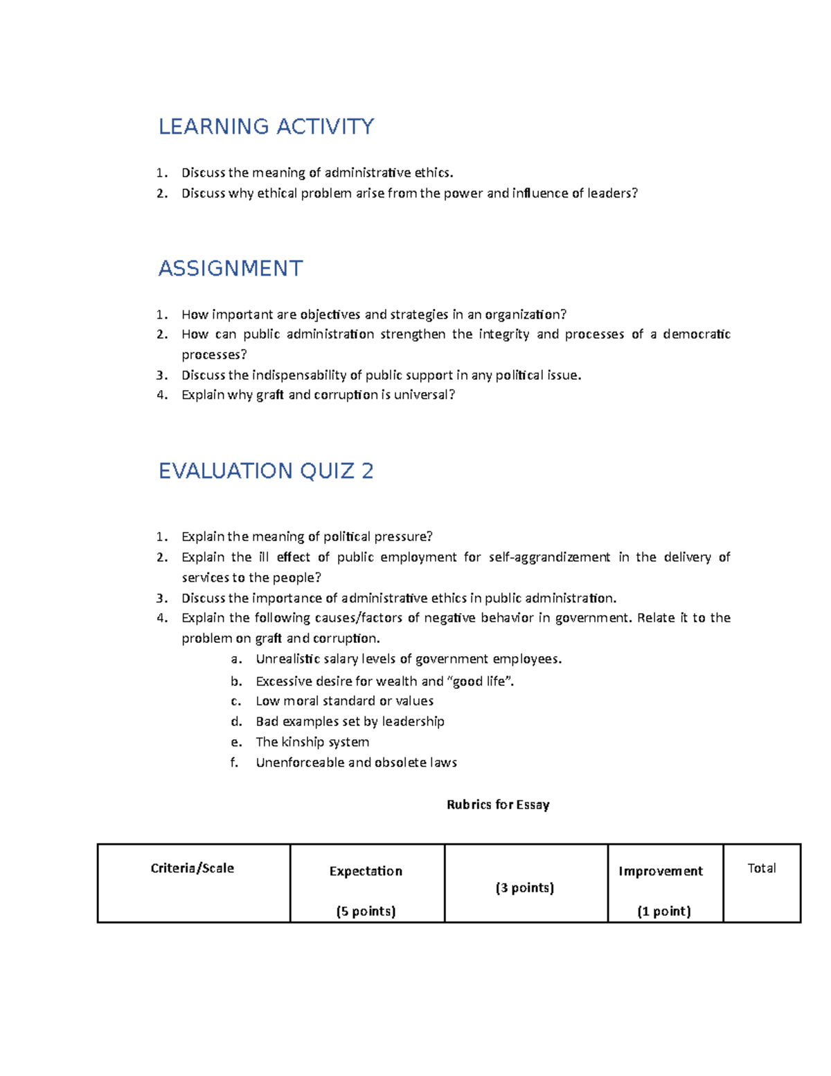 Ethics and Accountability. Module 2 Activity - LEARNING ACTIVITY ...
