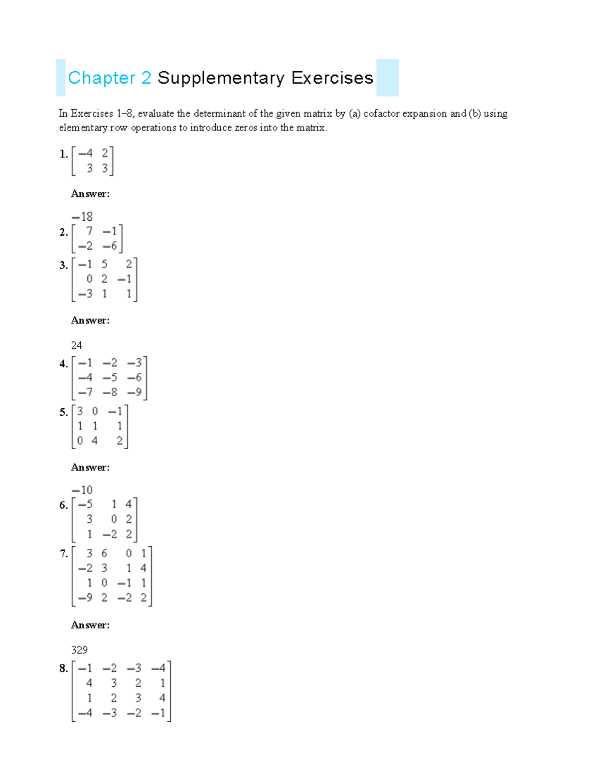 Supplementary Exercises Answer 2 3 Answer 24 5 Answer 6 7