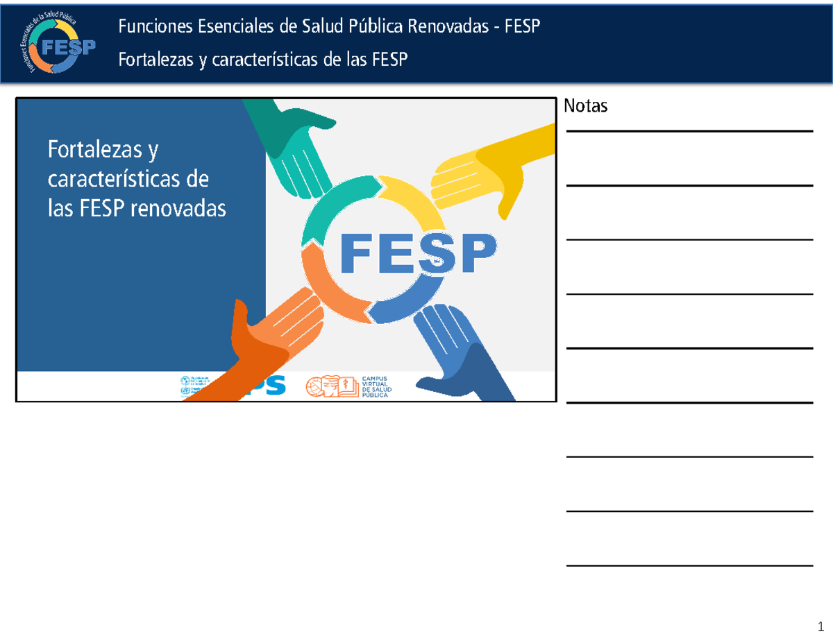1.4 Fortalezas y características de las FESP - Funciones Esenciales de Salud Pública Renovadas ...