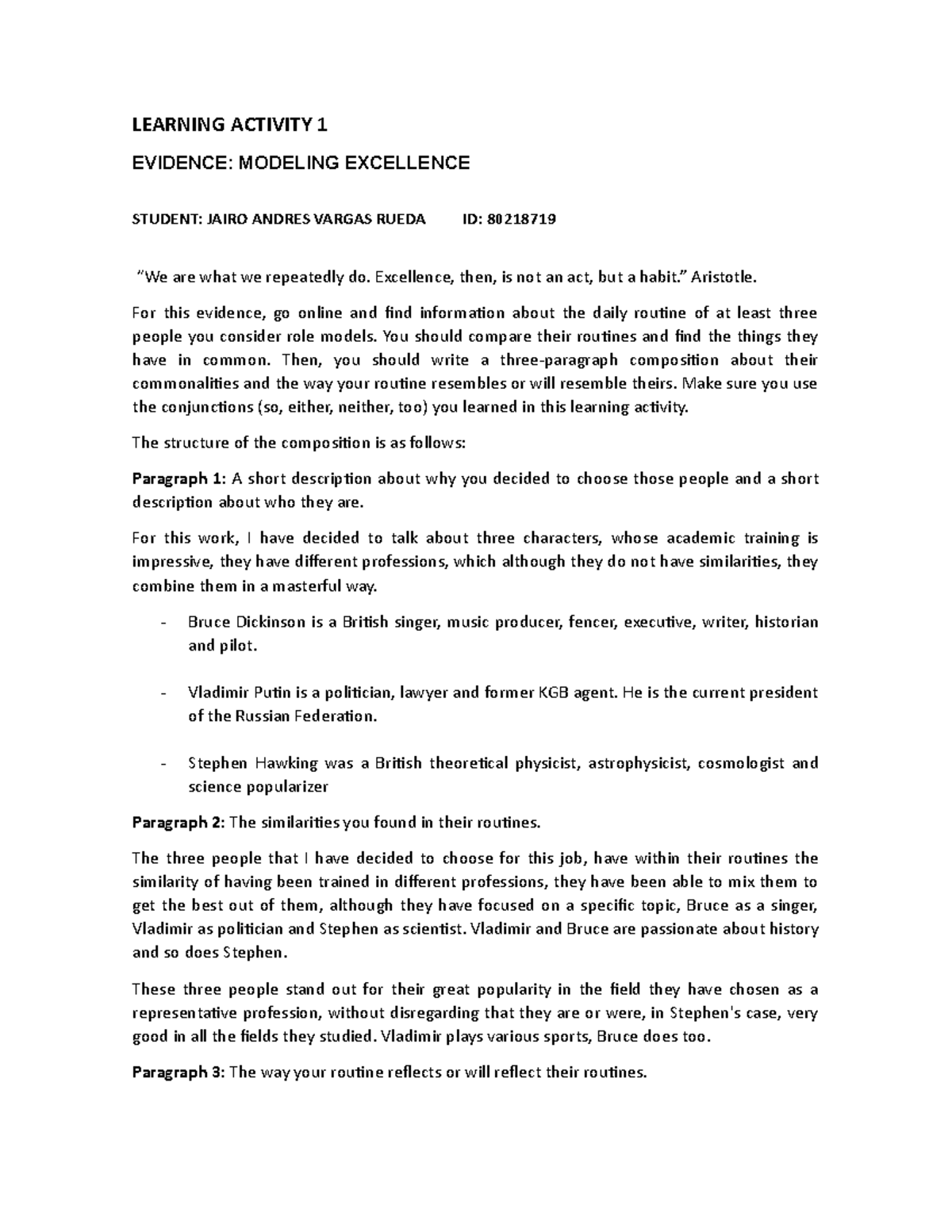 Evidence Modeling excellence JV - LEARNING ACTIVITY 1 EVIDENCE ...