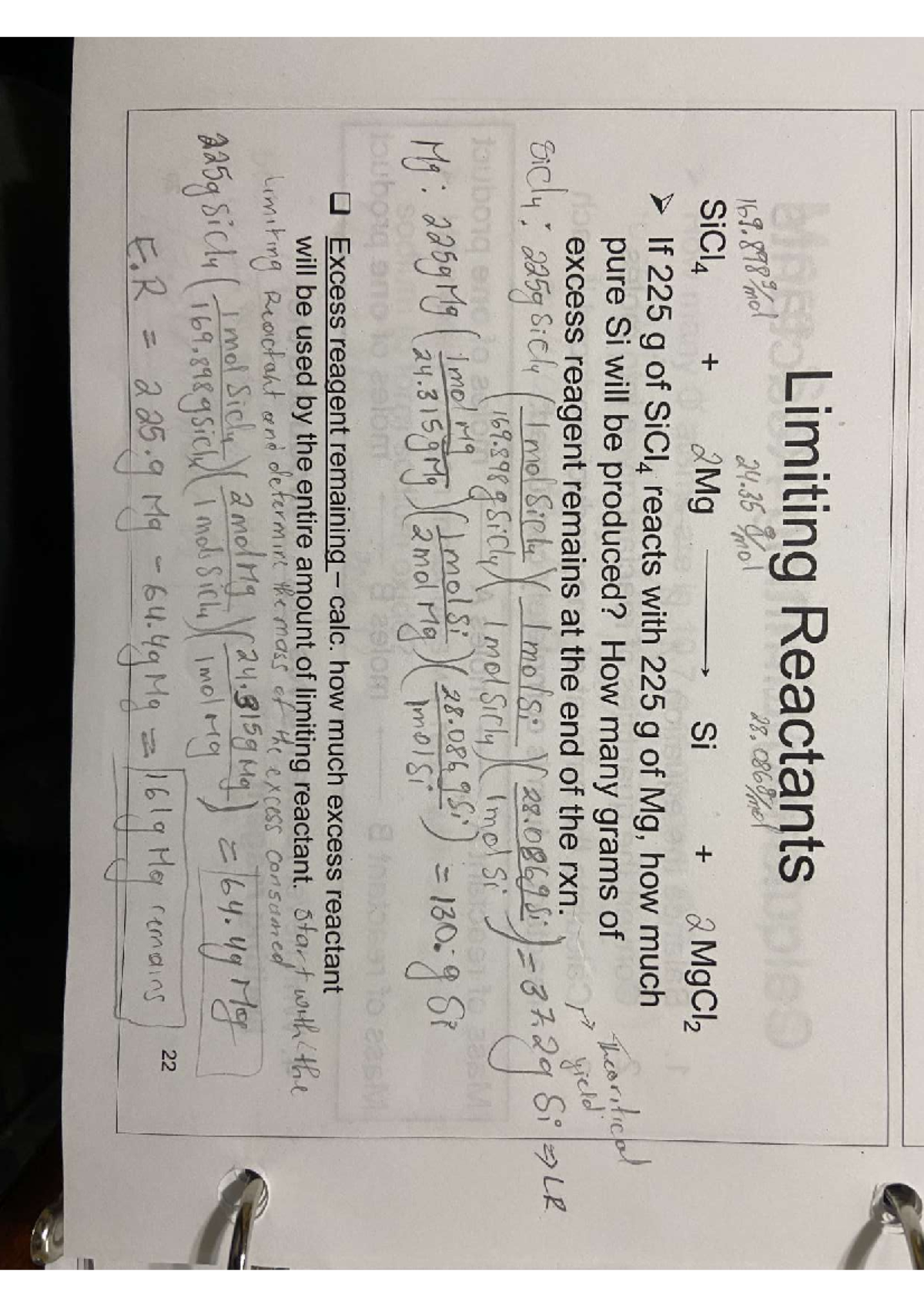 IMG 5876 - These notes focus on the calculation of limiting reactants ...