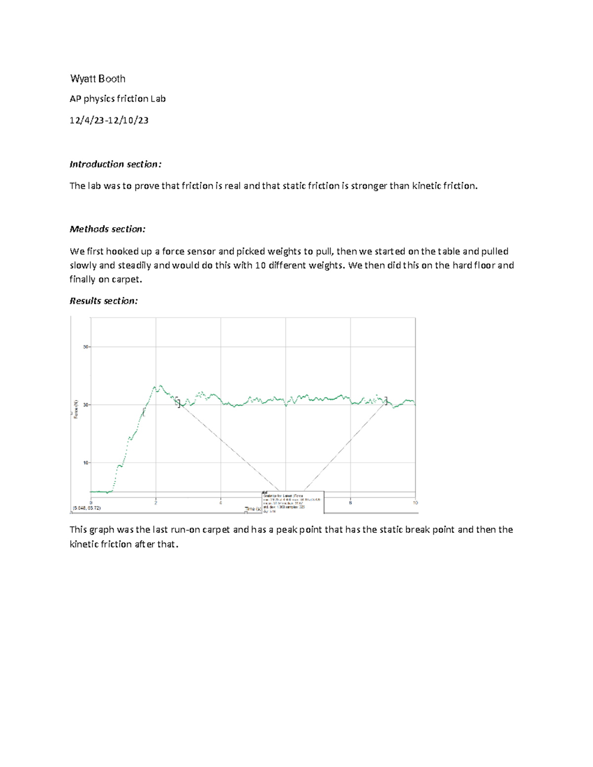 Friction Lab APP - Riley Handwerger AP physics friction Lab 12/4/23-12 ...