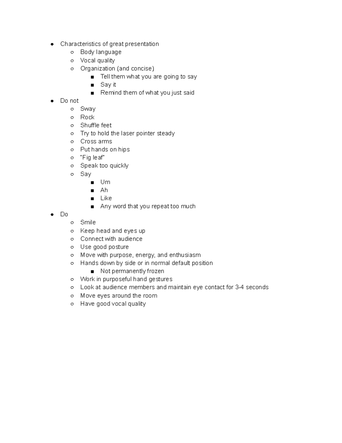 Presentation Basics - class notes - Characteristics of great ...