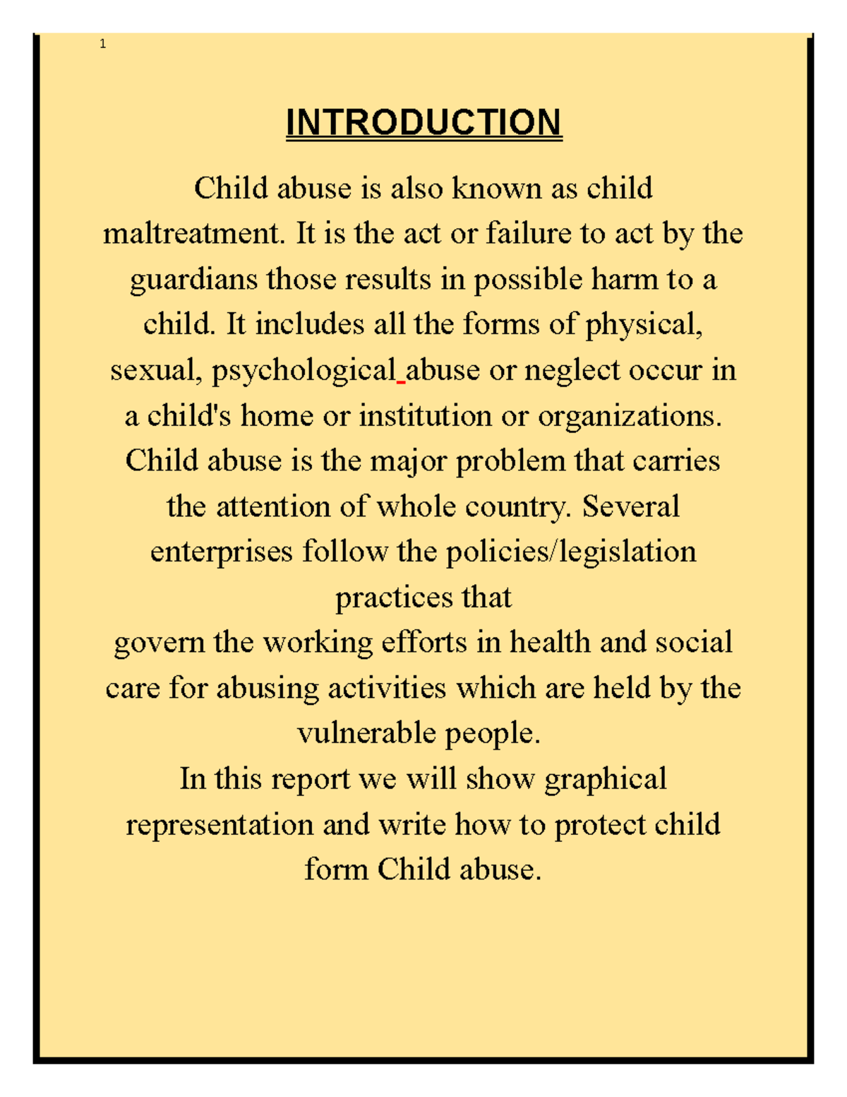 Child abus 2 - this is computer science project - INTRODUCTION Child ...