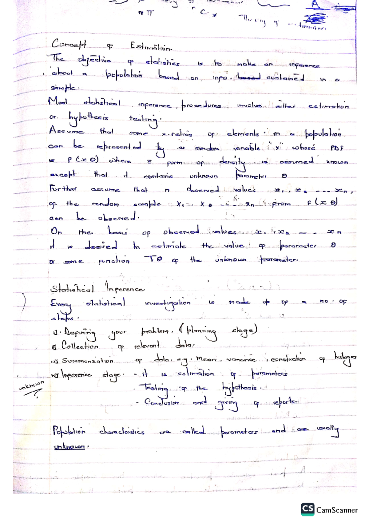 Theory OF Estimation - lecture notes - economics and statistics - Studocu