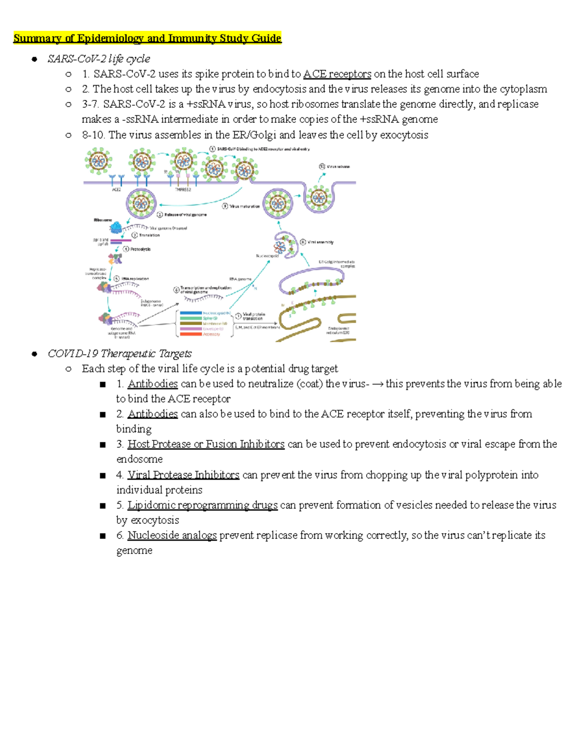 MIMG 101 Summary of Epidemiology and Immunity Study Guide - Summary of ...